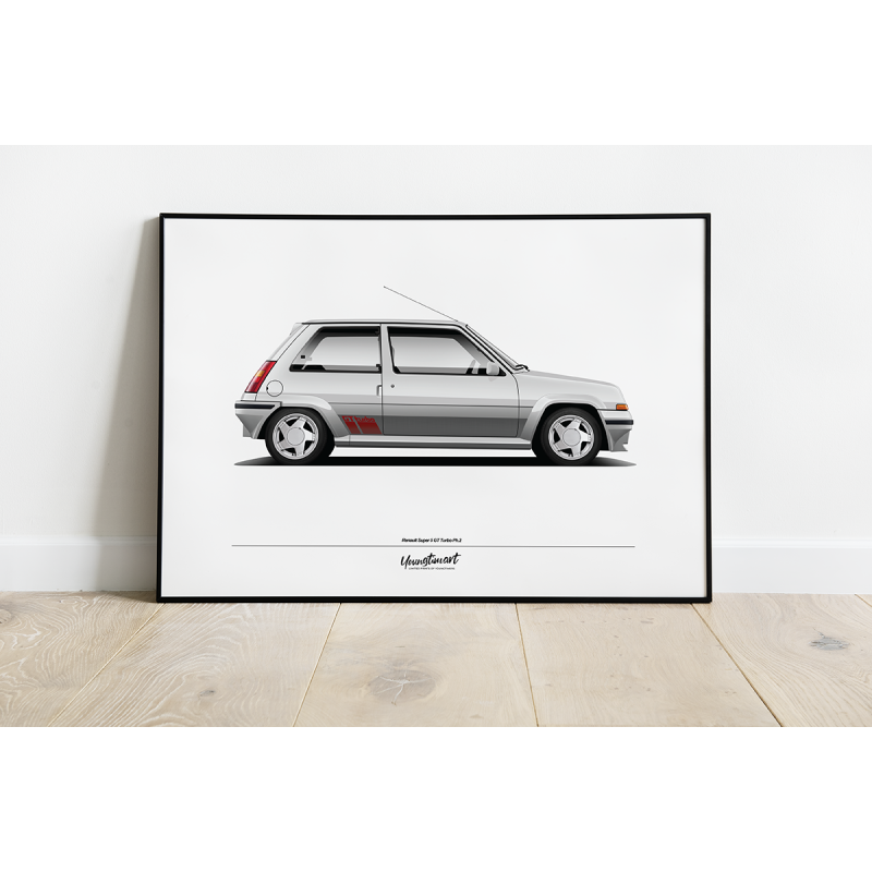 Poster Renault Super 5 GT Turbo Ph.2 - Blanc - Edition Limitée